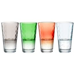 Glas Leonardo "Trinkgl&auml;ser Optic 540 ml 4er Set bunt", bunt, 4 tlg., Glas, Trinkgef&auml;&szlig;e, Glas