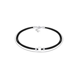 Ketten-Set Elli "Halskette Choker Kreis Leder Venezianerkette Set 925 Silber" Gr. 32, silber, Halsketten, Damen, ohne Stein, Silber 925 (Sterlingsilber), Ketten-Set
