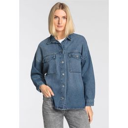 Jeanshemd Roxy "ACTOR STUDIO JK", Damen, Gr. S (36), N-Gr, blau (denim), Denim/Jeans, Obermaterial: 100% Baumwolle, Manschette mit Druckknopf, Hemden Jeanshemd