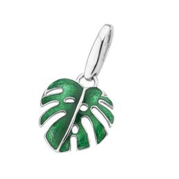 Charm Blume "Charm Monstera-Blatt, Silber 925", gr&uuml;n, Giorgio Martello MILANO, Charms, Damen, Silber 925 (Sterlingsilber), Charm Blume