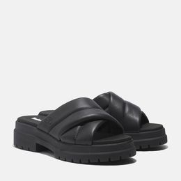 Sandale Timberland "London Vibe SLIDE SANDAL", Damen, Gr. 36 (5,5), schwarz (blk full gra), Leder, Schuhe Sandale