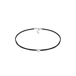 Choker Elli "Halskette Choker Herz Satinband 925 Silber" Gr. 36, silber, Halsketten, Damen, ohne Stein, Silber 925 (Sterlingsilber), Choker