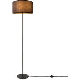 Paco Home Stehlampe "Luca Cube", schwarz, &Oslash; 38cm H: 144cm, Leuchten, Stehlampe Wohnzimmer Stoff Lampenschirm Rund Abstrakt Textilschirm, Stehlampe