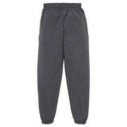 Sweathose Fruit of the Loom, Herren, Gr. S (44/46), N-Gr, grau (anthrazit, meliert), angeraute Sweatware, Obermaterial: 60% Baumwolle, 40% Polyester, unifarben, bequem lang, Hosen Sweathose, aus Baumwollmischung