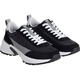 Sneaker Calvin Klein Jeans "HIKE RUNNER CASUAL NY-SU", Herren, Gr. 42, schwarz, grau, wei&szlig;, Leder, Textil, kontrastfarbene Details, Schuhe Sneaker, Halbschuh, Freizeitschuh, Schn&uuml;rschuh mit Anziehlasche