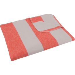 Wohndecke SETEX "Kuscheldecke", orange (orange, beige), B:150cm L:200cm, Baumwolle, Polyester, Wohndecken, Wohndecke, mit Streifen, Kuscheldecke