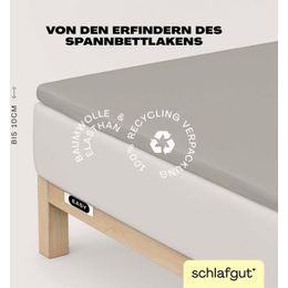 Spannbettlaken Schlafgut "EASY Jersey Elasthan Topper", beige (sand mid), 1 Stk., Jersey, 120-130x200-220 10cm, Jersey, Obermaterial: 95% Baumwolle, 5% Elasthan, Bettlaken, Spannbettlaken, MADE IN GREEN by OEKO-TEX