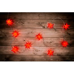 N&auml;ve N&Auml;VE LED-Lichterkette "Fairy Lights, Weihnachtsdeko, L&auml;nge Ges. ca. 740 cm, Zuleitung 500 cm", rot, Dioden 9 Stk. Flammen 9 Stk., Kabell&auml;nge 5m x Gesamtl&auml;nge 7,4m, Lichterketten, mit 9 Sternen in 3D Optik, Outdoor Weihnachtslichterkette, IP44, LED-Lichterkette