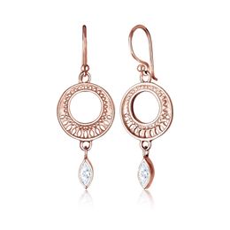 Paar Ohrh&auml;nger Elli Premium "Ohrringe Ohrh&auml;nger Ornament Zirkonia 925 Sterling Silber" Gr. 41, rosa (rosegold), Ohrringe, Damen, mit Stein, Silber 925 (Sterlingsilber), Paar Ohrh&auml;nger