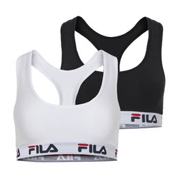 Bustier Fila "WOMAN BUSTIER", Damen, Gr. L, N-Gr, schwarz-wei&szlig; (schwarz, wei&szlig;), Obermaterial: 95% Baumwolle, 5% Elasthan, unifarben, BHs Bustier, ohne Polsterung und ohne B&uuml;gel, Racerbackr&uuml;cken