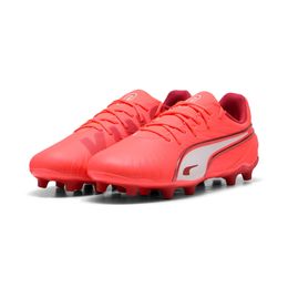 Fu&szlig;ballschuh Puma "KING MATCH FG/AG JR", Kinder, Gr. 38, wei&szlig; (glowing rot, Puma wei&szlig;, rot fire), Synthetik, Schuhe Fu&szlig;ballschuh, f&uuml;r Rasenpl&auml;tze
