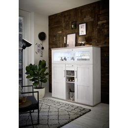 HBZ-MEBLE Barschrank HBZ "Romance", wei&szlig; (sibiu l&auml;rche, ober, und unterboden san remo hell), B:128cm H:136cm T:42cm, Schr&auml;nke, Barschrank, im Landhausstil, Highboard mit Bar