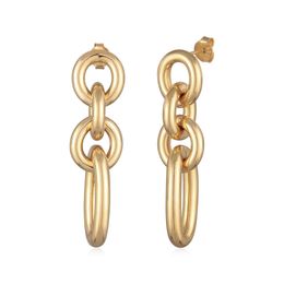 Paar Ohrstecker Elli "Ohrringe Ohrstecker Glieder &Ouml;sen Rund Oval Goldfarben" Gr. 42, gold, Ohrringe, Damen, ohne Stein, Messing, Paar Ohrstecker