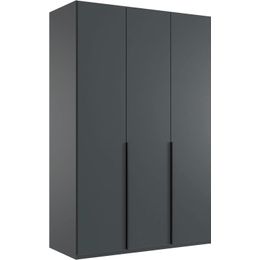 Kleiderschrank wimex "Mugano,in 5 Breiten,2 H&ouml;hen,2 Tiefen, viele Farben, Made in Germany", schwarz (grafit, griffe schwarz), B:135cm H:208cm T:58cm, Holzwerkstoff, Schr&auml;nke, Kleiderschrank, mit langen Griffen aus Metall, mit oder ohne Spiegel