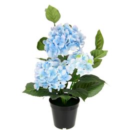 Kunstblume I.GE.A. "Hortensien", blau, B:35cm H:50cm L:35cm, Polyester, Kunstpflanzen, Kunstblume, K&uuml;nstliche Hortensie im Topf Blume Hortensienbusch k&uuml;nstlich Pflanze
