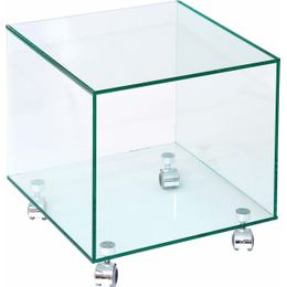 Couchtisch PAROLI, transparent (klarglas), B:38cm H:44cm T:38cm, Tische, Couchtisch, auf Rollen