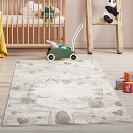 Kinderteppich Carpet City "MARA720", beige (creme), B:160cm H:11mm L:230cm, Obermaterial: 70% Polypropylen, 30% Polyester, Teppiche, Kinderteppich, Kinderzimmer, Kurzflor,robust,Tiere, Spielzimmer