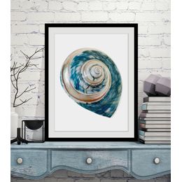 Bild queence "Lukas", blau (farbe rahmen: schwarz, farbe bild(er): blau), B:50cm H:70cm, Acrylglas, Holz, Papier, Bilder, Bild, HD Premium Poster-Druck inkl. Holzrahmen
