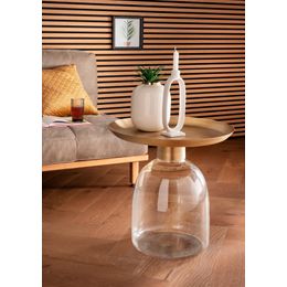 Beistelltisch PAROLI, transparent (glas, messing), B:50cm H:50cm T:50cm, Tische, Beistelltisch