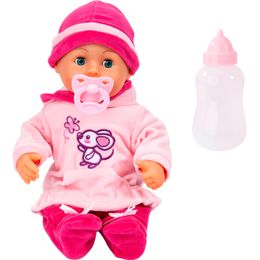 Babypuppe BAYER "First Words Baby, 38 cm, Maus rosa", rosa, Puppen, Baby, Babypuppe, mit Schlafaugen und Babyger&auml;uschen