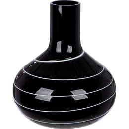 Tischvase Gilde "Vase Uderzo mit Spiraldekor, H&ouml;he ca. 28 cm", schwarz, H:28cm &Oslash;:24,5cm, Glas, Vasen, Tischvase, Europ&auml;ische Handarbeit, aus durchgef&auml;rbtem Glas