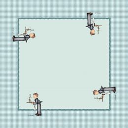 Mitteldecke M.I. HUMMEL "Herr Ober", blau (t&uuml;rkis, wei&szlig;), B:100cm L:100cm, Baumwolle, Tischdecken, Mitteldecke
