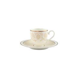 Villeroy & Boch Tasse VILLEROY & BOCH "Espressotassen mit Untertassen Ivoire 70 ml wei&szlig;-gold", bunt (wei&szlig;, gold), 1 tlg., Porzellan, Trinkgef&auml;&szlig;e, Tasse