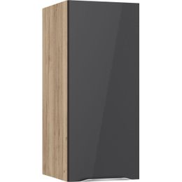 H&auml;ngeschrank KOCHSTATION "KS-Aken", grau (anthrazit hochglanz, wildeiche nachbildung), B:30cm H:70,4cm T:34,6cm, Schr&auml;nke, H&auml;ngeschrank