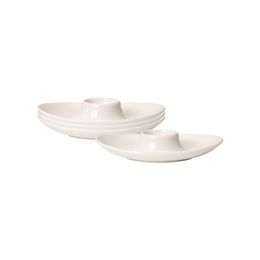 Villeroy & Boch Eierbecher VILLEROY & BOCH "Eierbecher New Cottage Basic 15 x 11 cm 4er Set wei&szlig;", wei&szlig;, Porzellan, Eierbecher, Eierbecher