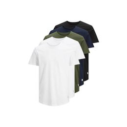 Jack & Jones T-Shirt JACK & JONES "T-Shirt JJENOA 5er Pack", Herren, Gr. XXL, bunt (wei&szlig;, gr&uuml;n, blau, schwarz), Obermaterial: 100% Baumwolle CO., Shirts T-Shirt