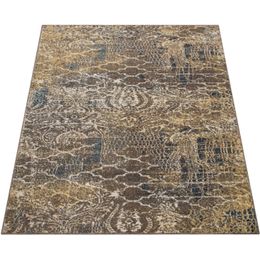 Teppich Paco Home "Jazz 708", blau, B:80cm H:9mm L:150cm, Polypropylen, Teppiche, Teppich, Kurzflor, modernes Design und Used-Look, Motiv Ornamente