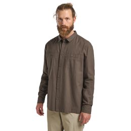 Langarmhemd Jack Wolfskin "TARANGO LS SHIRT M", Herren, Gr. M (50), Normalgr&ouml;&szlig;en, braun (cold, coffee), Obermaterial: 55% Hanf, 45% Baumwolle, Hemden Langarmhemd