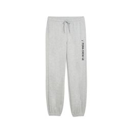 Trainingshose Puma "M GRAPHIC FRENCH TERRY JOGGER", Herren, Gr. S, N-Gr, grau (light gray heather), Sweatware, Obermaterial: 70% Baumwolle, 30% Polyester, regular fit normal, Hosen Trainingshose, sportlicher Stil, f&uuml;r sportliche Aktivit&auml;ten, Regular Fit