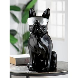Tierfigur CASABLANCA BY GILDE "Mops Cool Dog sitzend", schwarz, B:18cm H:35cm T:24,5cm, Kunstharz, Dekofiguren, Tierfigur