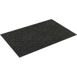 Teppich "DUNE Leaves Dark Grey", grau, B:60cm H:8mm L:90cm, Polyester, Polypropylen, wash+dry by Kleen-Tex, Teppiche, Teppich