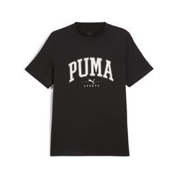 T-Shirt Puma "SQUAD BIG GRAPHIC TEE", Herren, Gr. L, schwarz (Puma schwarz), Jersey, Obermaterial: 100% Baumwolle, bedruckt, regular fit normal, Rundhals, Shirts T-Shirt, Regular Fit, Rundhalsausschnitt, mit Print-Applikationen, Kurzarm