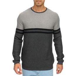 Rundhalspullover INDICODE "INJaluf", Herren, Gr. XXL, charcoal, Strick, Obermaterial: 100% Baumwolle, unifarben, regular fit h&uuml;ftbedeckend, Rundhals, Strickb&uuml;ndchen, Pullover Rundhalspullover