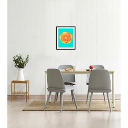 Bild queence "Levin", orange (farbe rahmen: schwarz, farbe bild(er): orange), B:50cm H:70cm, Acrylglas, Holz, Papier, Bilder, Bild, HD Premium Poster-Druck inkl. Holzrahmen