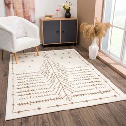 Teppich Carpet City "April 2308", beige (creme), B:140cm H:10mm L:200cm, Polyester, Teppiche, Teppich, L&auml;ufer, weich durch Microfaser, Boho Ethno Look, Wohnzimmer