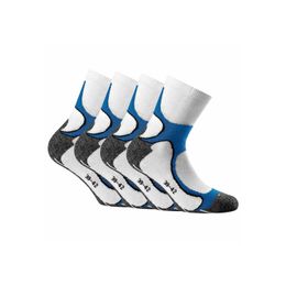 Kurzsocken Rohner Socks "Socken Running Quarter 2-er pack 4er Pack", Damen, Gr. 43-46, wei&szlig; (wei&szlig;, blau), Obermaterial: 40% Baumwolle CO. 38% Polyester PES. 20% Polyamid PA. 2% Elasthan EL., Socken Kurzsocken