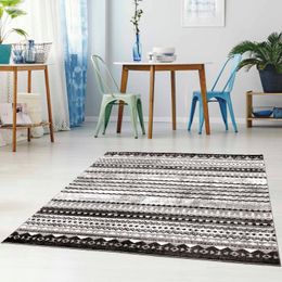 Teppich Carpet City "Moda 1136" Gr. 2, grau, B:80cm H:11mm L:150cm, Kunstfaser, Teppiche, Teppich, L&auml;ufer, Kurzflor, Wohnzimmer
