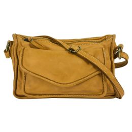 Umh&auml;ngetasche CLUTY, Damen, Gr. B/H/T: 23cm x 16cm x 6cm onesize, gelb, Leder, leicht gl&auml;nzend, unifarben, Taschen Umh&auml;ngetasche, echt Leder, Made in Italy