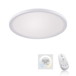 JUST LIGHT LED Deckenleuchte "FLAT", wei&szlig;, 1, &Oslash; 40cm, 1 Stk., Leuchten, dimmbar &uuml;ber Fernbedienung, LED Deckenleuchte