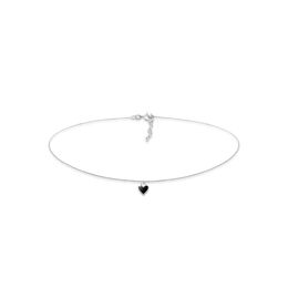 Choker Elli "Halskette Choker Herz Emaille schwarz 925 Silber" Gr. 36, schwarz, Halsketten, Damen, ohne Stein, Silber 925 (Sterlingsilber), Choker