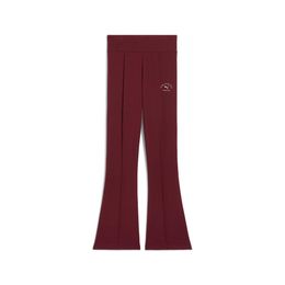 Leggings Puma "CLASS HIGH-WAIST FLARED LEGGINGS G", M&auml;dchen, Gr. 128, N-Gr, rot (ruby shimmer), Jersey, Obermaterial: 95% Baumwolle, 5% Elasthan, bedruckt, schmal normal, Hosen Leggings, sportlicher Stil, f&uuml;r Teens, aus Baumwolle und Elasthan