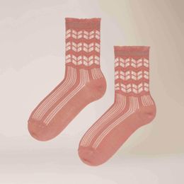 Socken Kunert "Socke Romantic Ajour", Damen, Gr. 35-38, lila (coral 1515), Obermaterial: 65% Baumwolle CO. 35% Polyamid PA., Socken Socken