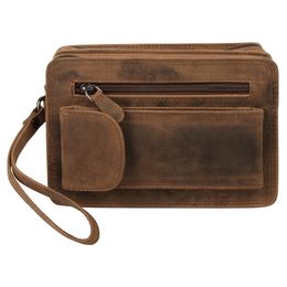 Handgelenktasche BAGAN, Herren, Gr. B/H/T: 21cm x 13cm x 8cm onesize, braun, Leder, Taschen Handgelenktasche, echt Leder