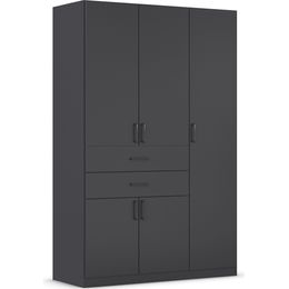 Dreht&uuml;renschrank Rauch "Kleiderschrank Schrank Garderobe MAIKA mit Dekor-Front", grau (graumetallic), B:136cm H:210cm T:54cm, Holzwerkstoff, Schr&auml;nke, Dreht&uuml;renschrank, 2 Schubladen, in verschiedenen Breiten, H&ouml;hen, Farben, MADE IN GERMANY