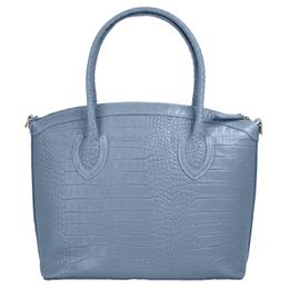 Henkeltasche CLUTY, Damen, Gr. B/H/T: 32cm x 27cm x 5cm onesize, blau, Leder, Taschen Henkeltasche, echt Leder, Made in Italy
