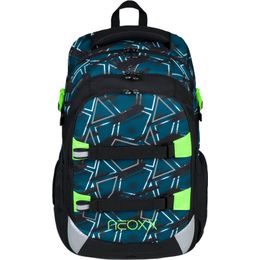 Schulrucksack neoxx "Active Pro", M&auml;dchen, Gr. B/H/T: 31cm x 45,5cm x 24cm, blau (flash yourself), Polyester, Rucks&auml;cke Schulrucksack